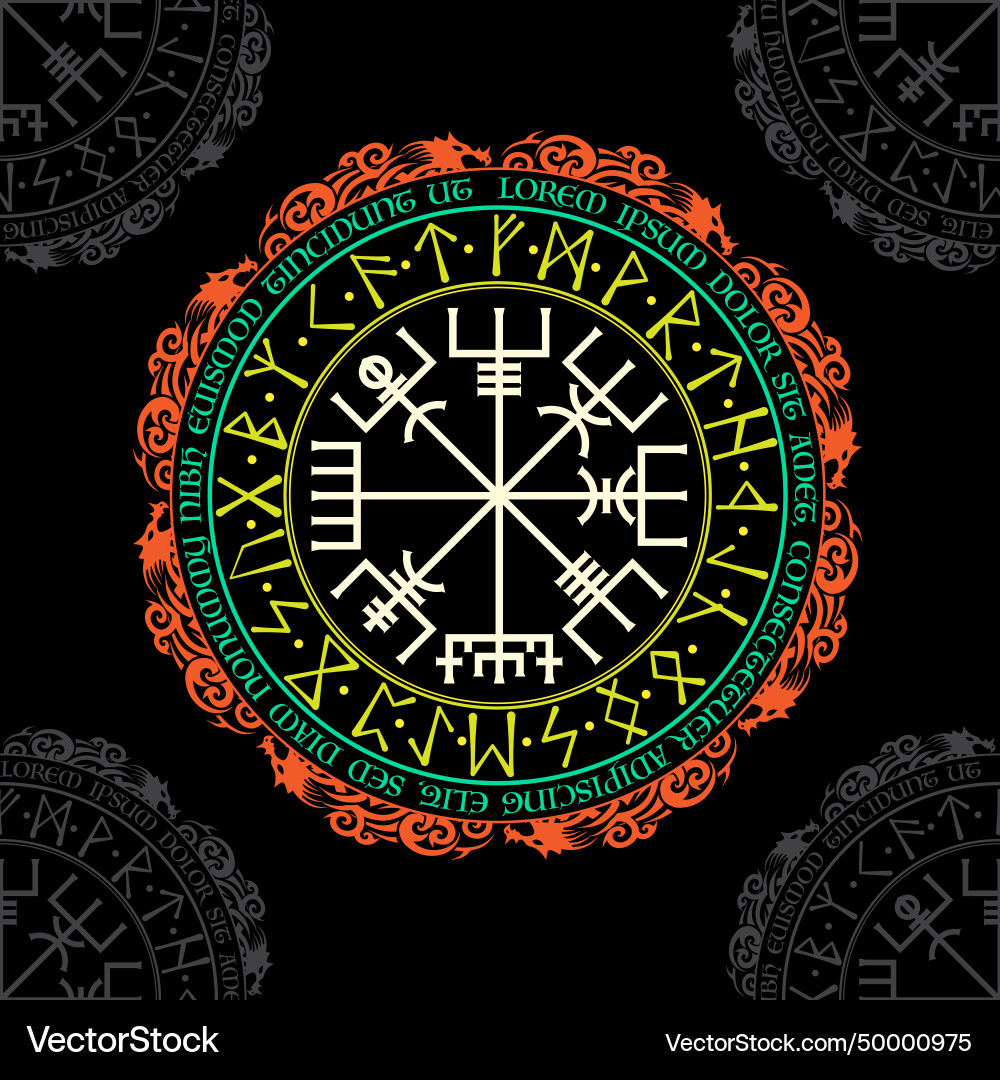 White scandinavian vegvisir circle runes Vector Image