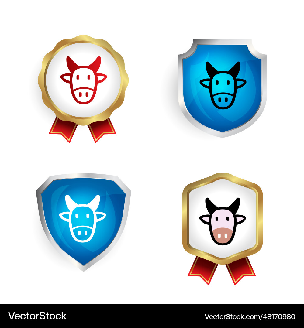 Abstract flat cow head badge and label collection Vector Image