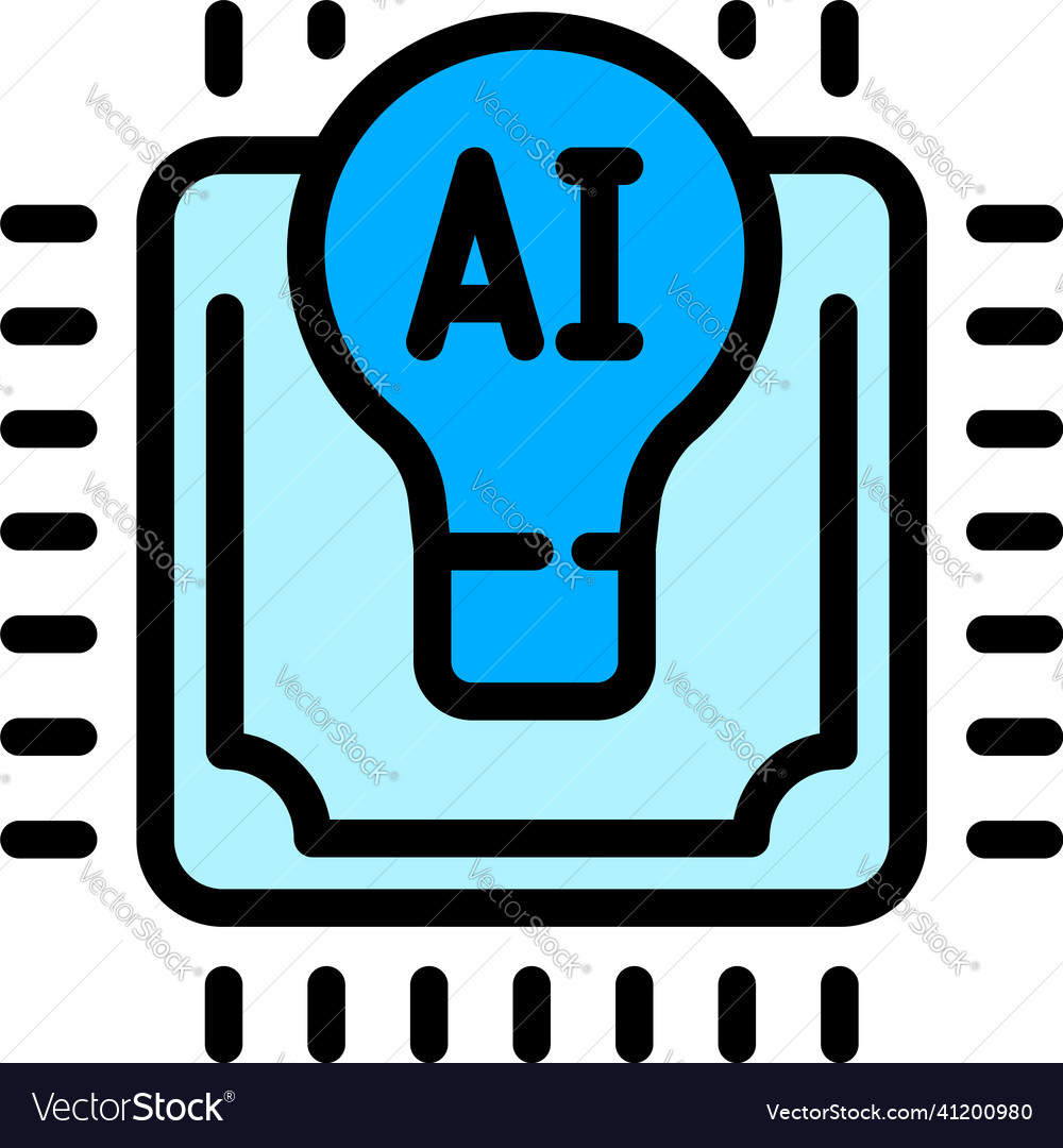 Ai pc processor icon outline digital Royalty Free Vector