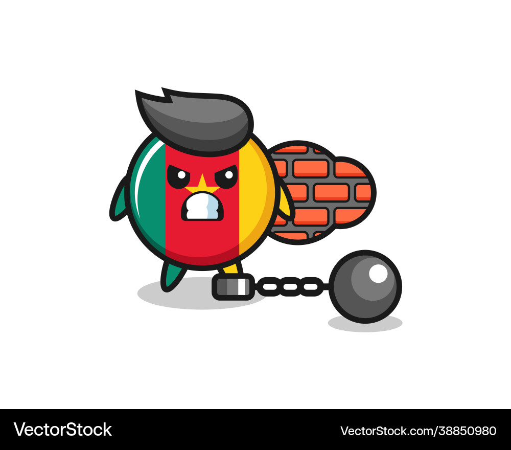 Character mascot cameroon flag badge Royalty Free Vector