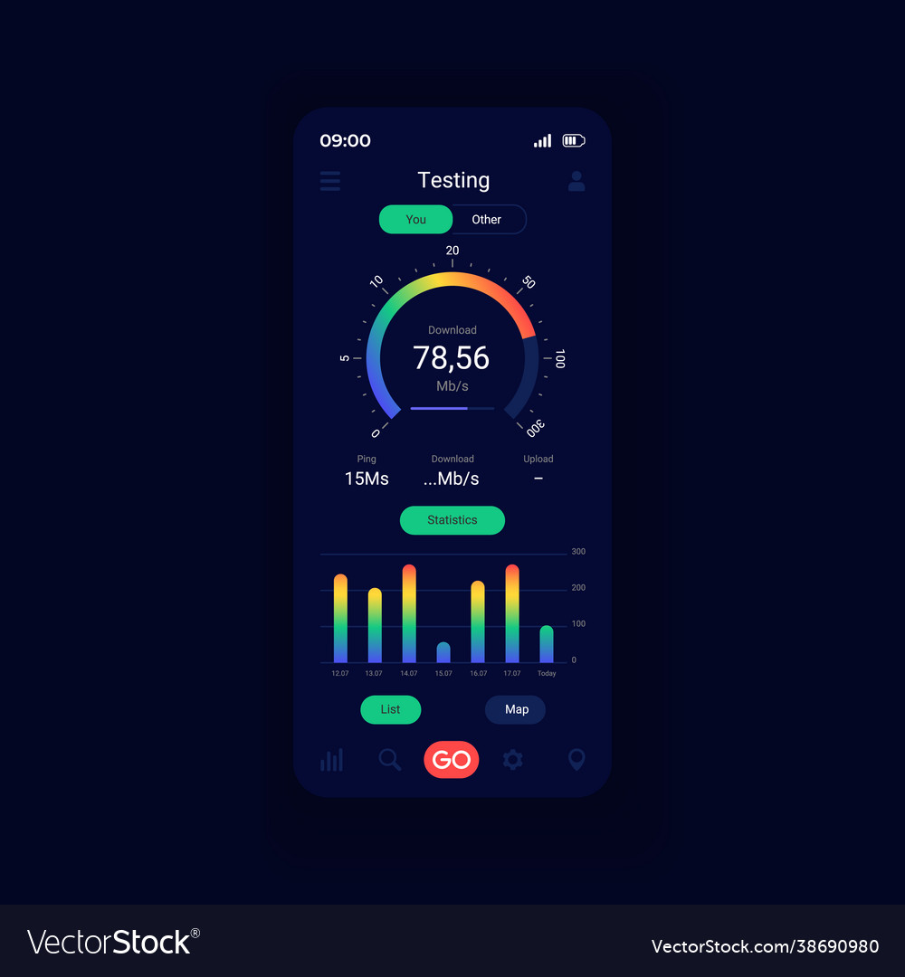 Check up network speed smartphone interface Vector Image