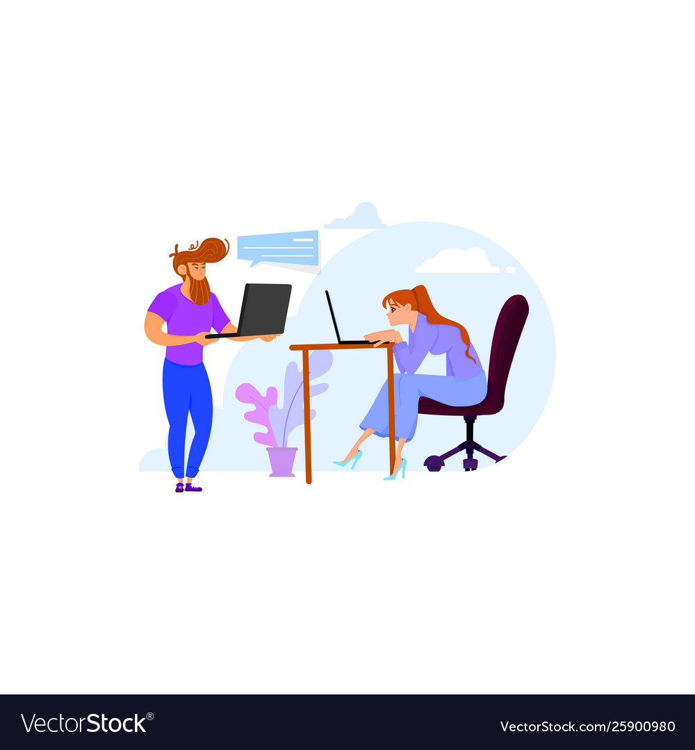 Employees in office client and programmer Vector Image