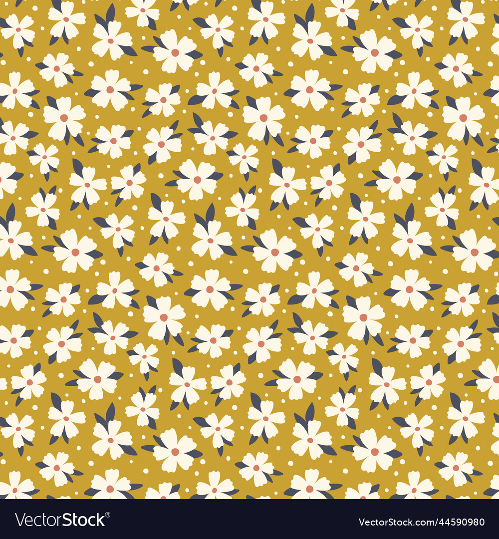 Flat design small flowers pattern Royalty Free Vector Image