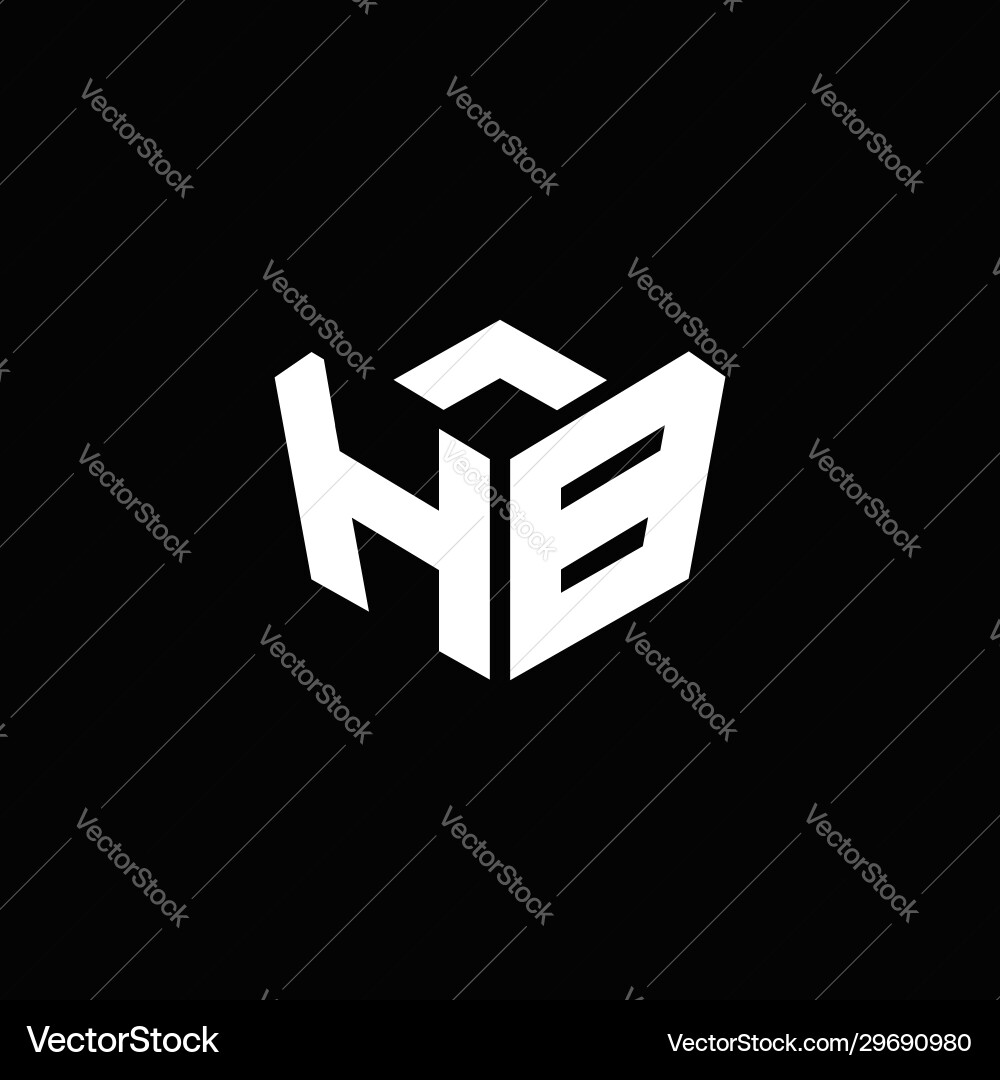 Hb logo monogram with emblem style ribbon design Vector Image