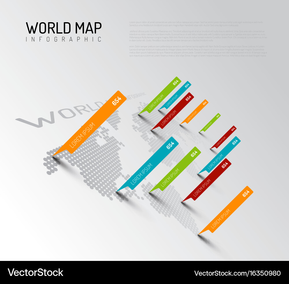 Light world map with droplets pointer marks Vector Image