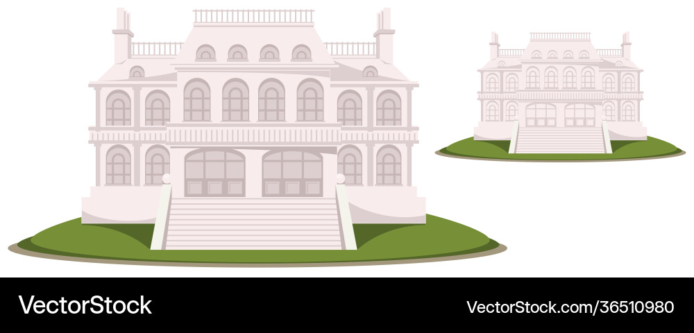 Luxurious mansion on green lawn Royalty Free Vector Image
