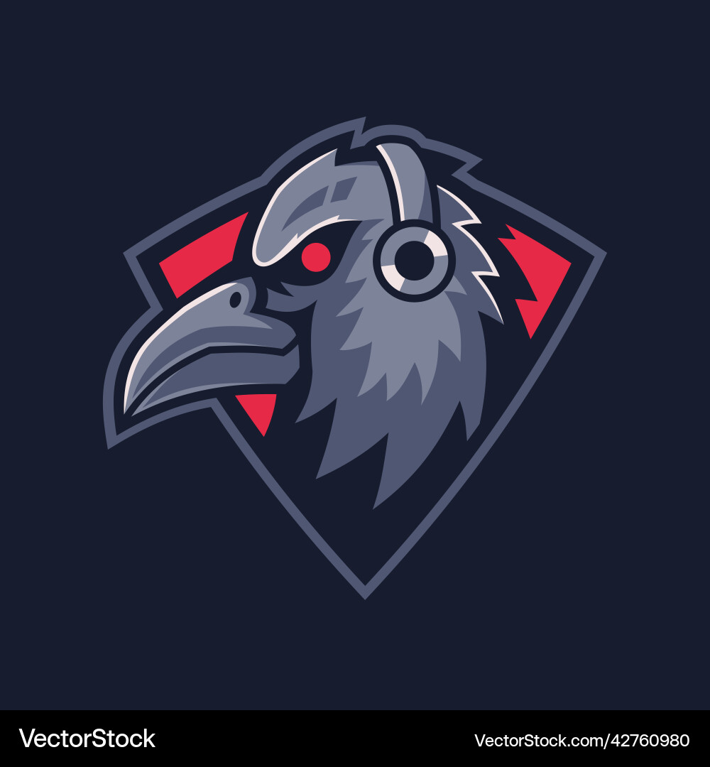 Mascot raven gaming logo design Royalty Free Vector Image