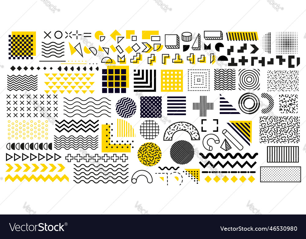 Memphis geometric shapes abstract modern patterns Vector Image