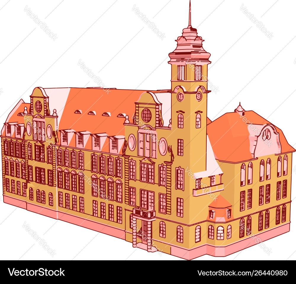 Red castle on white background Royalty Free Vector Image