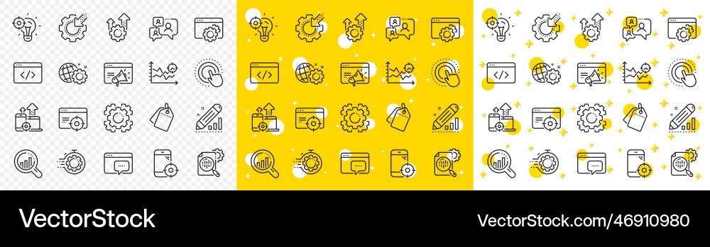 Seo line icons website stats target and increase Vector Image