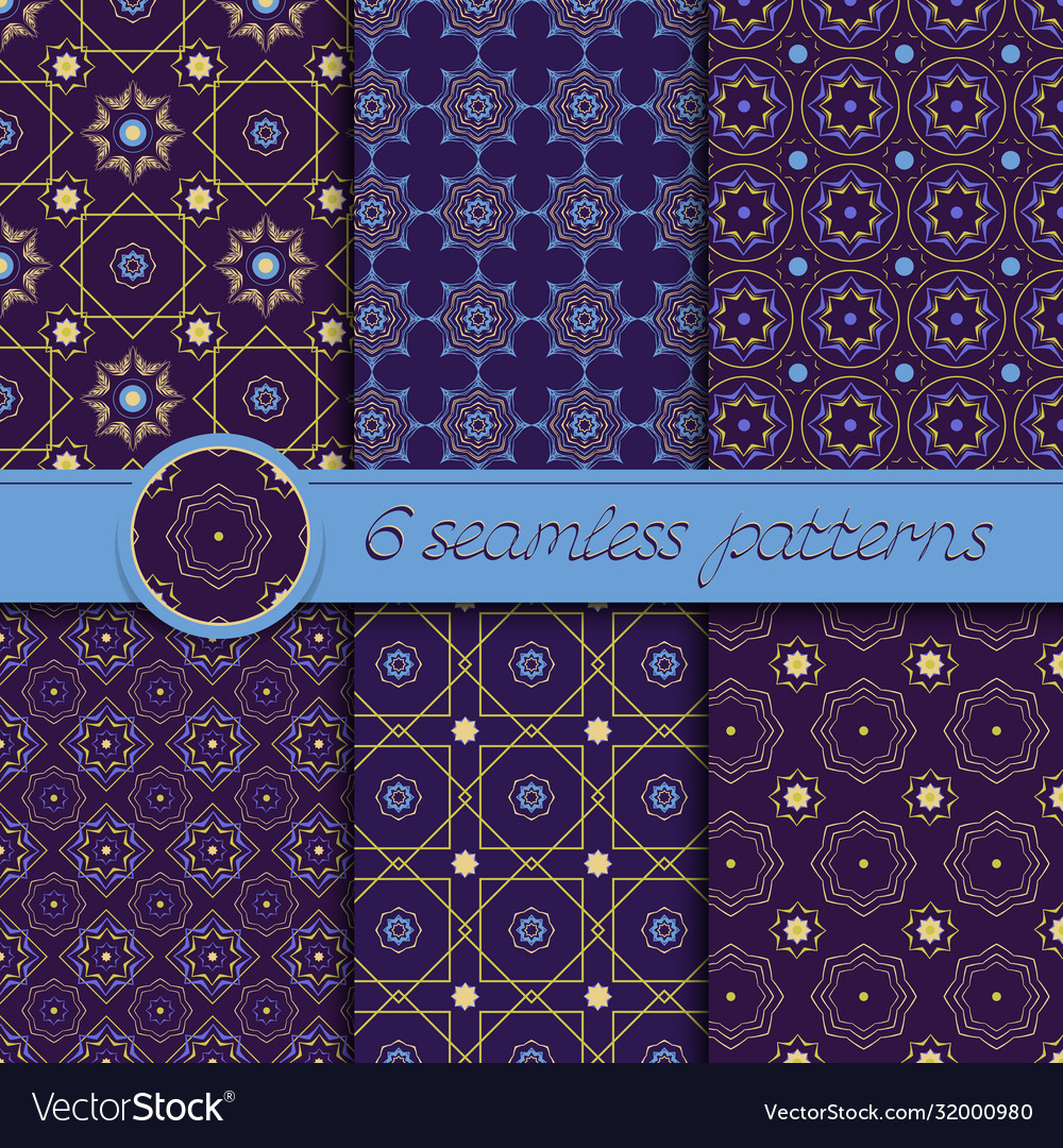 Set decorative ornamental seamless patterns Vector Image