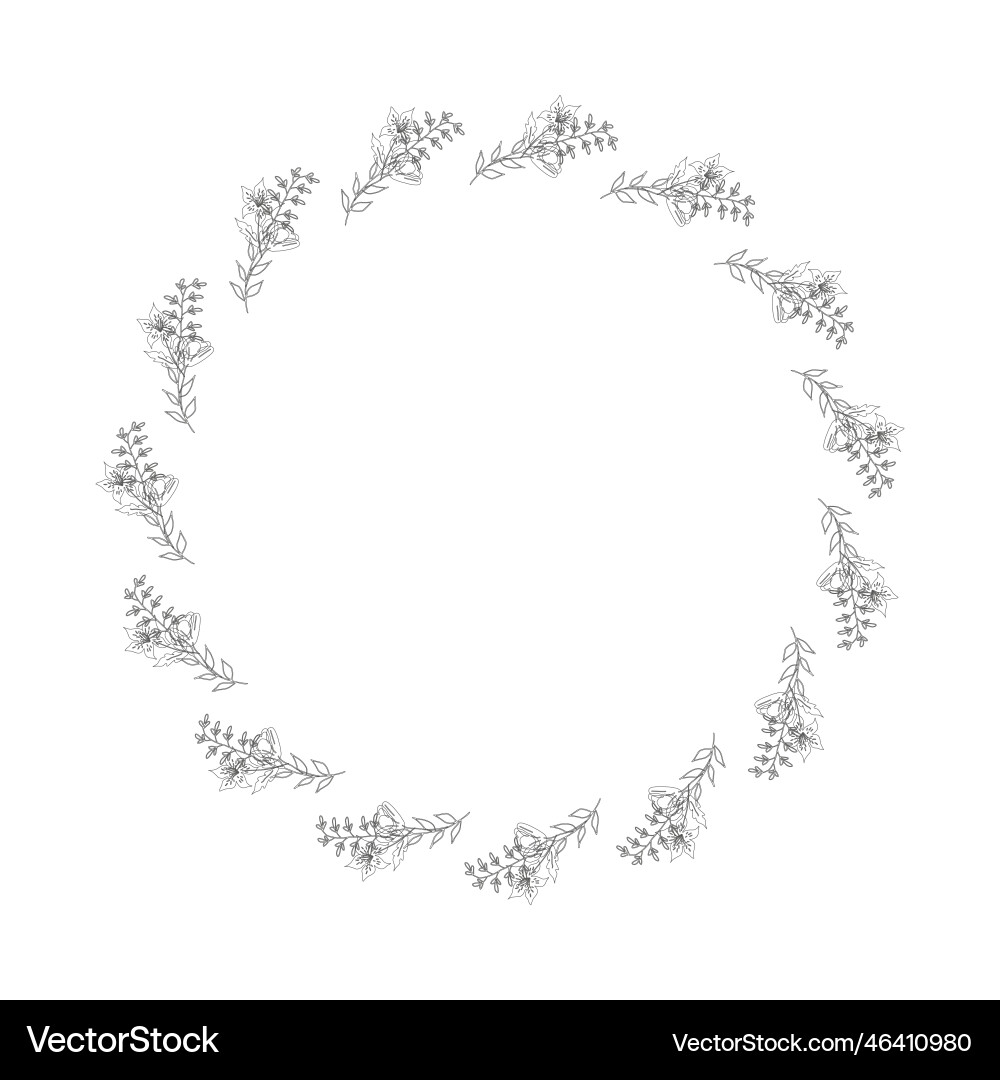 Template frame of spring flowers line art Vector Image