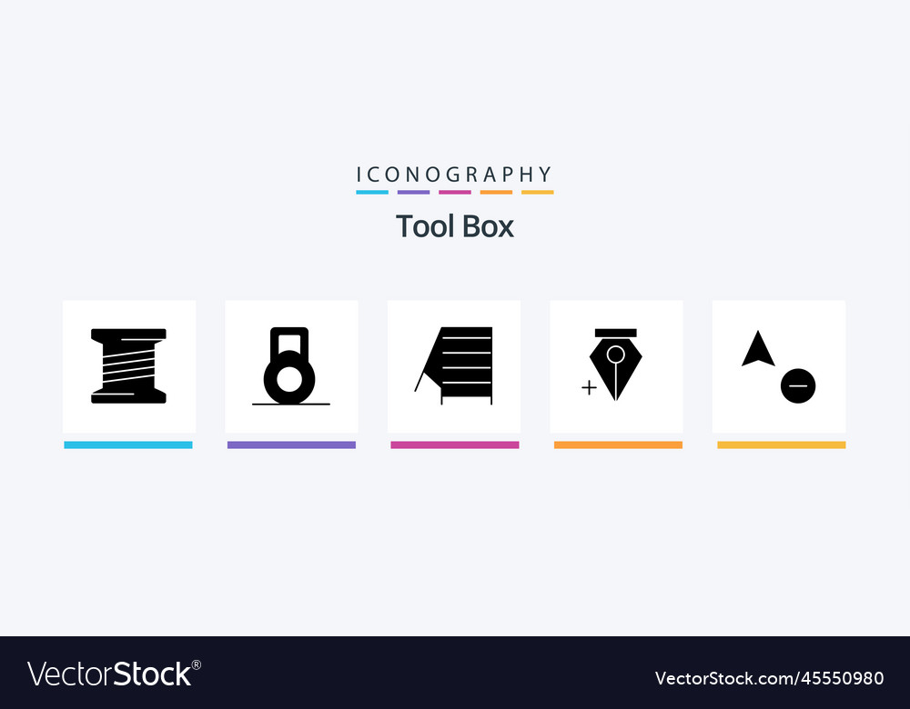 Tools glyph 5 icon pack including anchor cursor Vector Image