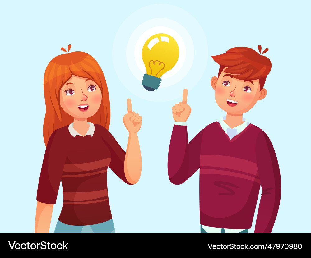 Young people have idea students couple having Vector Image