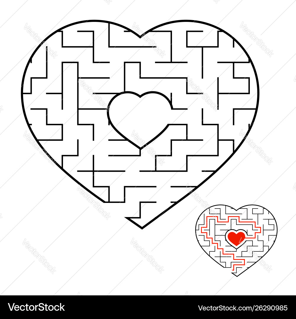 Abstract heart shaped labyrinth game for kids Vector Image