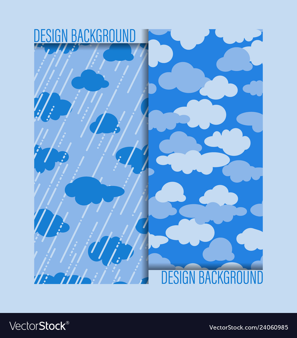 Cloudy and rainy sky seamless patterns Royalty Free Vector