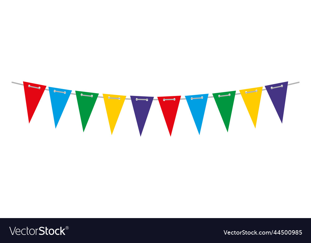 Colorful bunting decorative paper triangles Vector Image