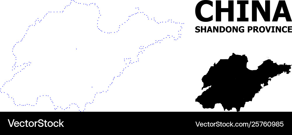 Contour dotted map shandong province Royalty Free Vector
