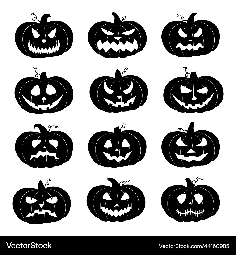 Halloween pumpkin collection elements Royalty Free Vector