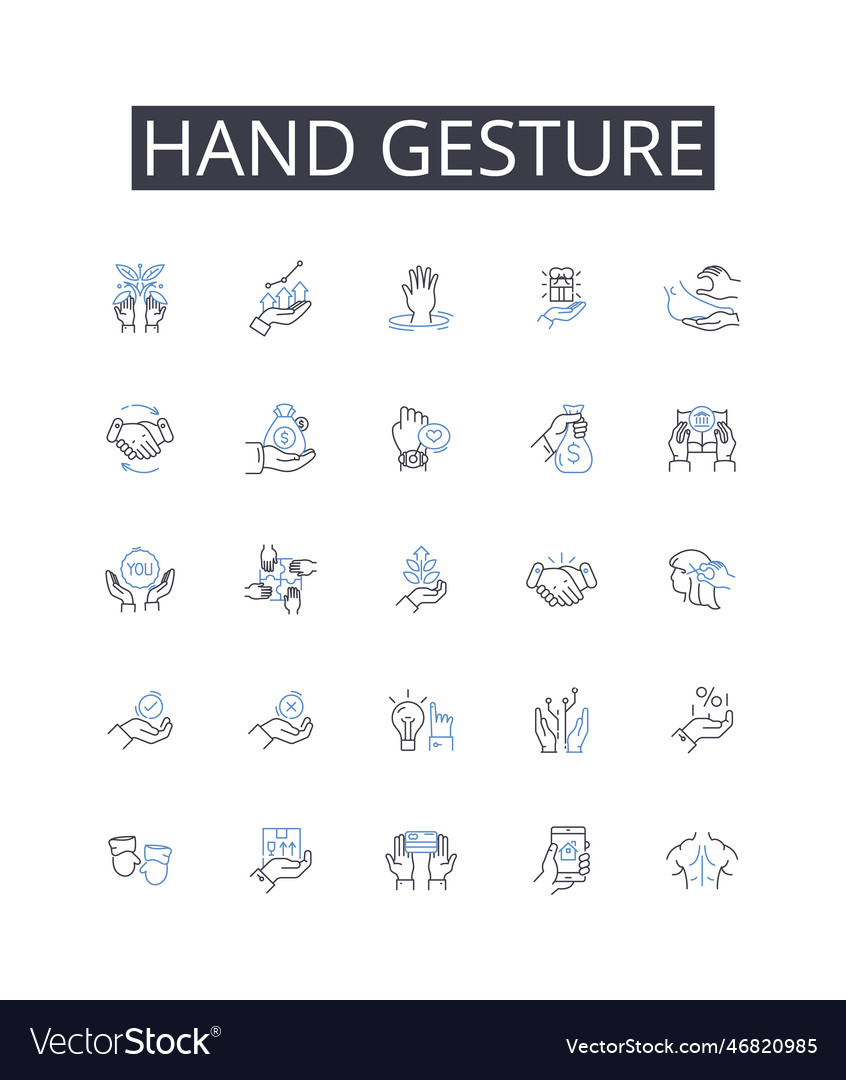Hand gesture line icons collection eye contact Vector Image