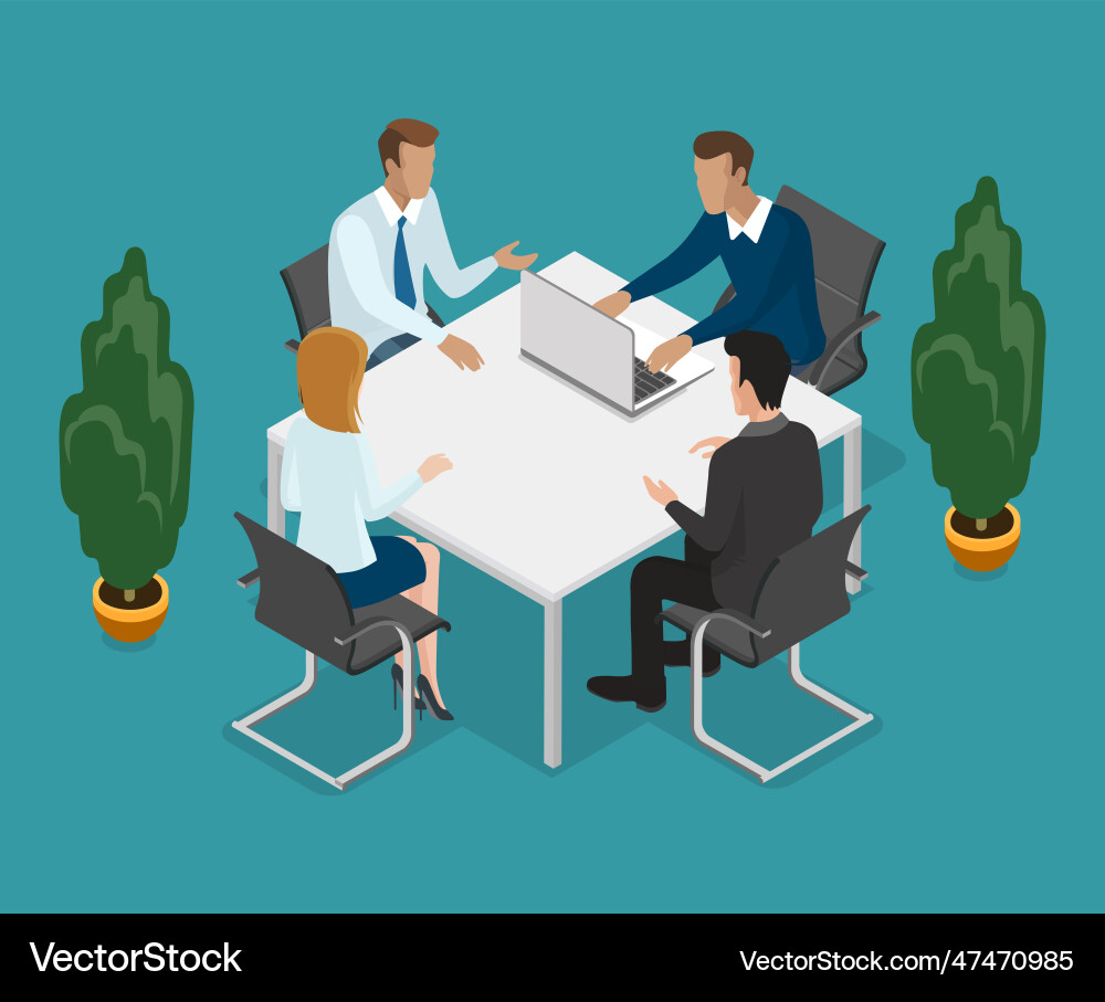 Isometric of employee teamwork Royalty Free Vector Image
