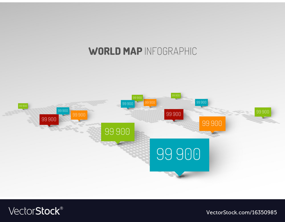 Light world map with droplets pointer marks Vector Image