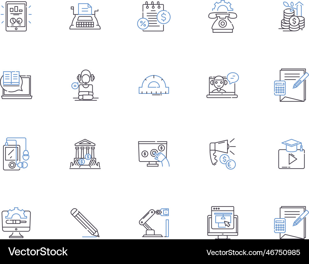 Operations management outline icons collection Vector Image