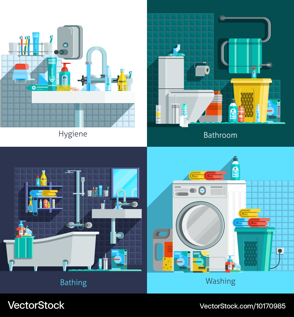 Orthogonal hygiene icons 2x2 design concept Vector Image