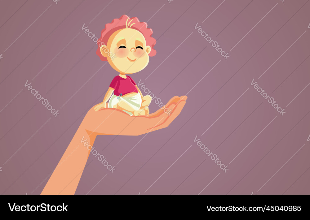 Parent protecting little baby offering Royalty Free Vector