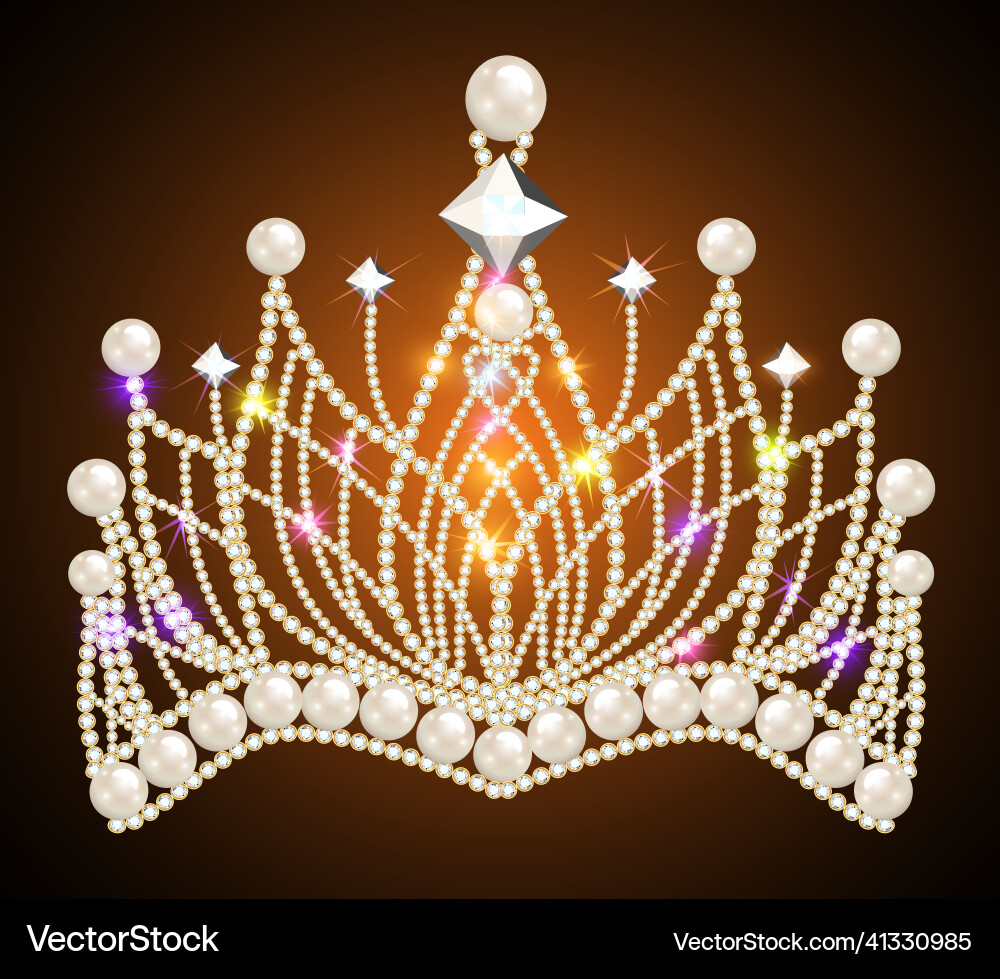 Royal shiny gold crown with precious stones Vector Image