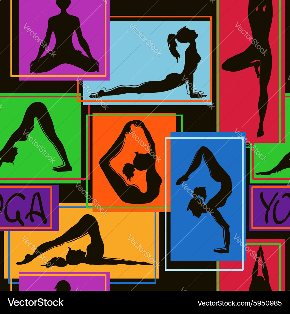 Seamless pattern of yoga poses Royalty Free Vector Image