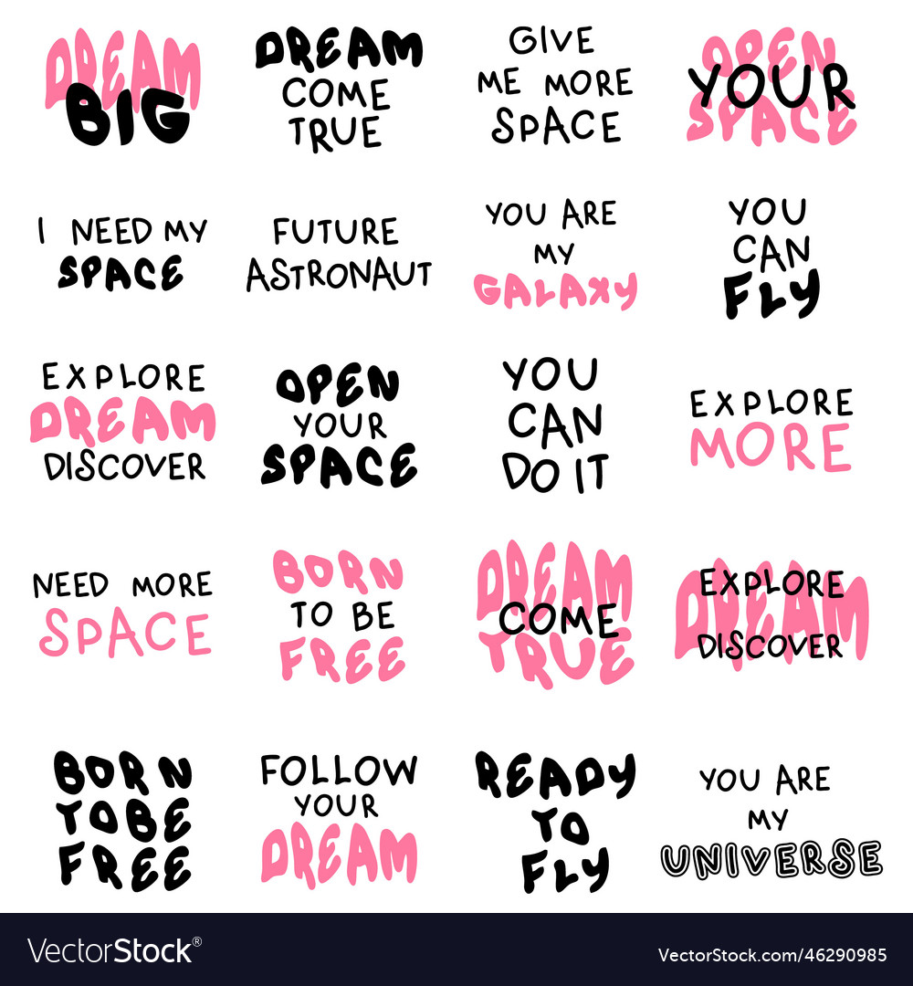 Space themes handwritten slogans collection Vector Image