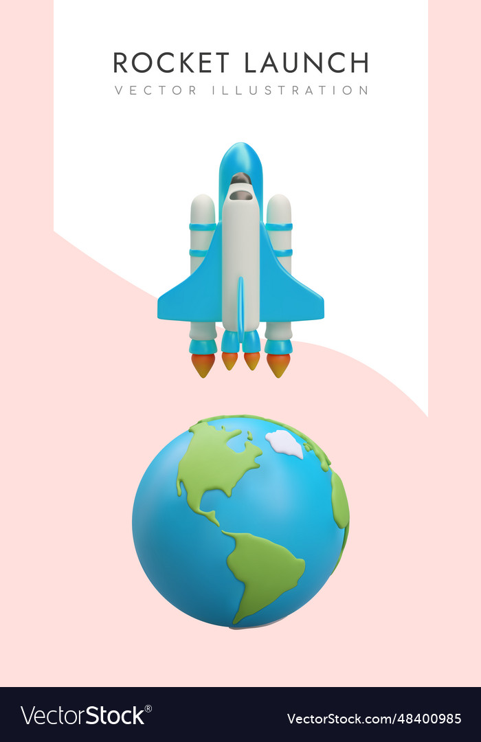 Spaceship launch flight of multi stage rocket Vector Image