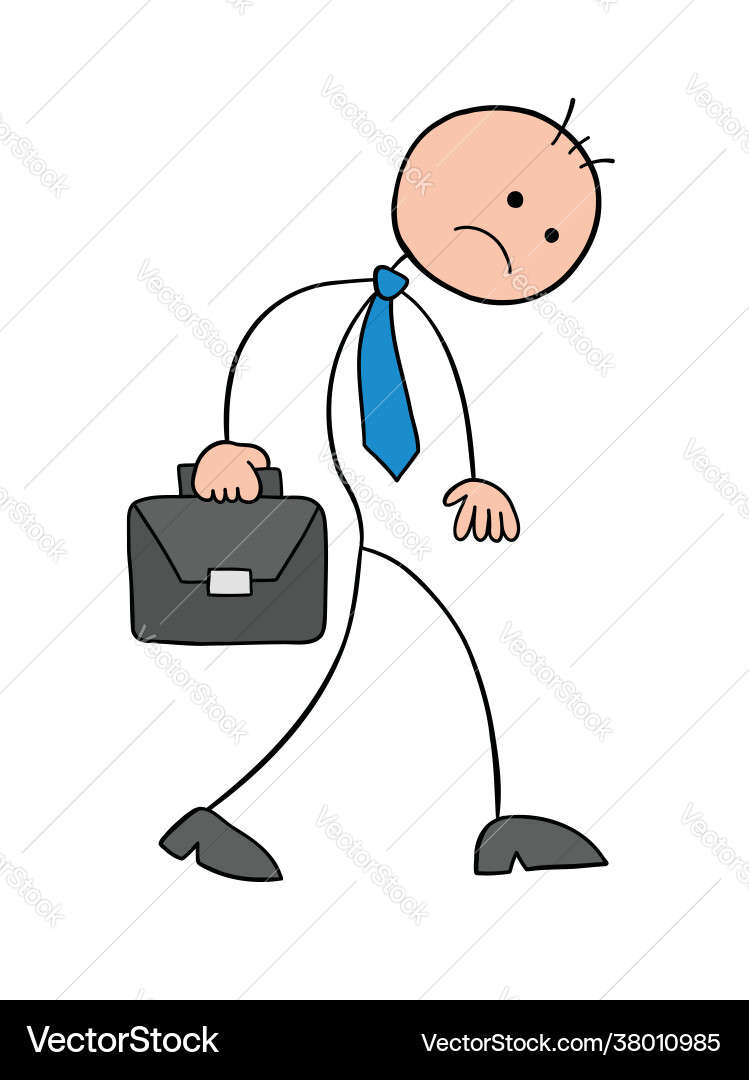 Stickman businessman character unhappy Royalty Free Vector