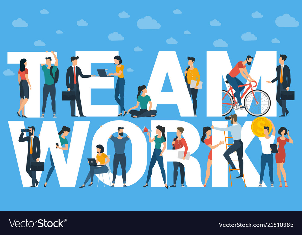 Team work flat design template Royalty Free Vector Image