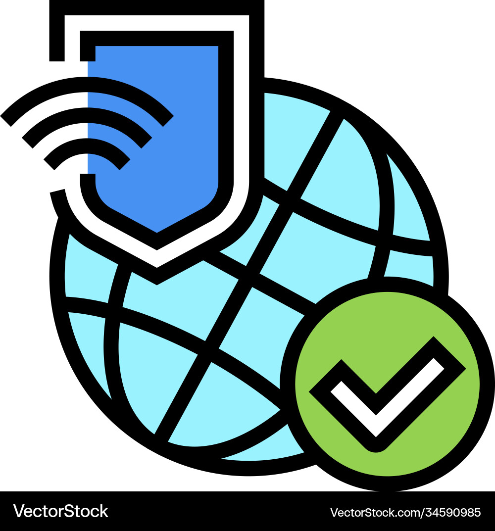 World internet protection color icon Royalty Free Vector