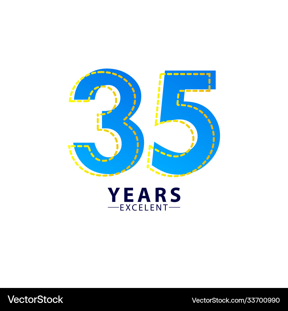 35 years excellent anniversary celebration blue Vector Image