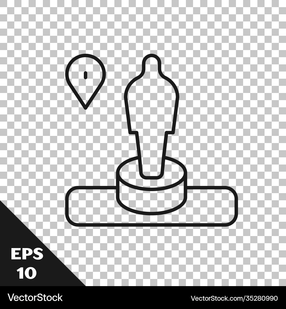 Black line map pin and monument icon isolated Vector Image