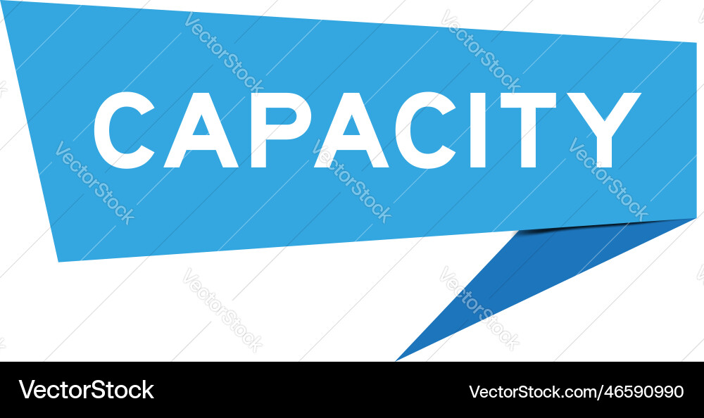 Blue color speech banner with word capacity Vector Image