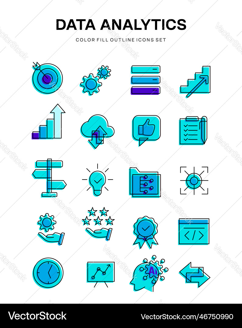 Data analytic business infographic color icon fill