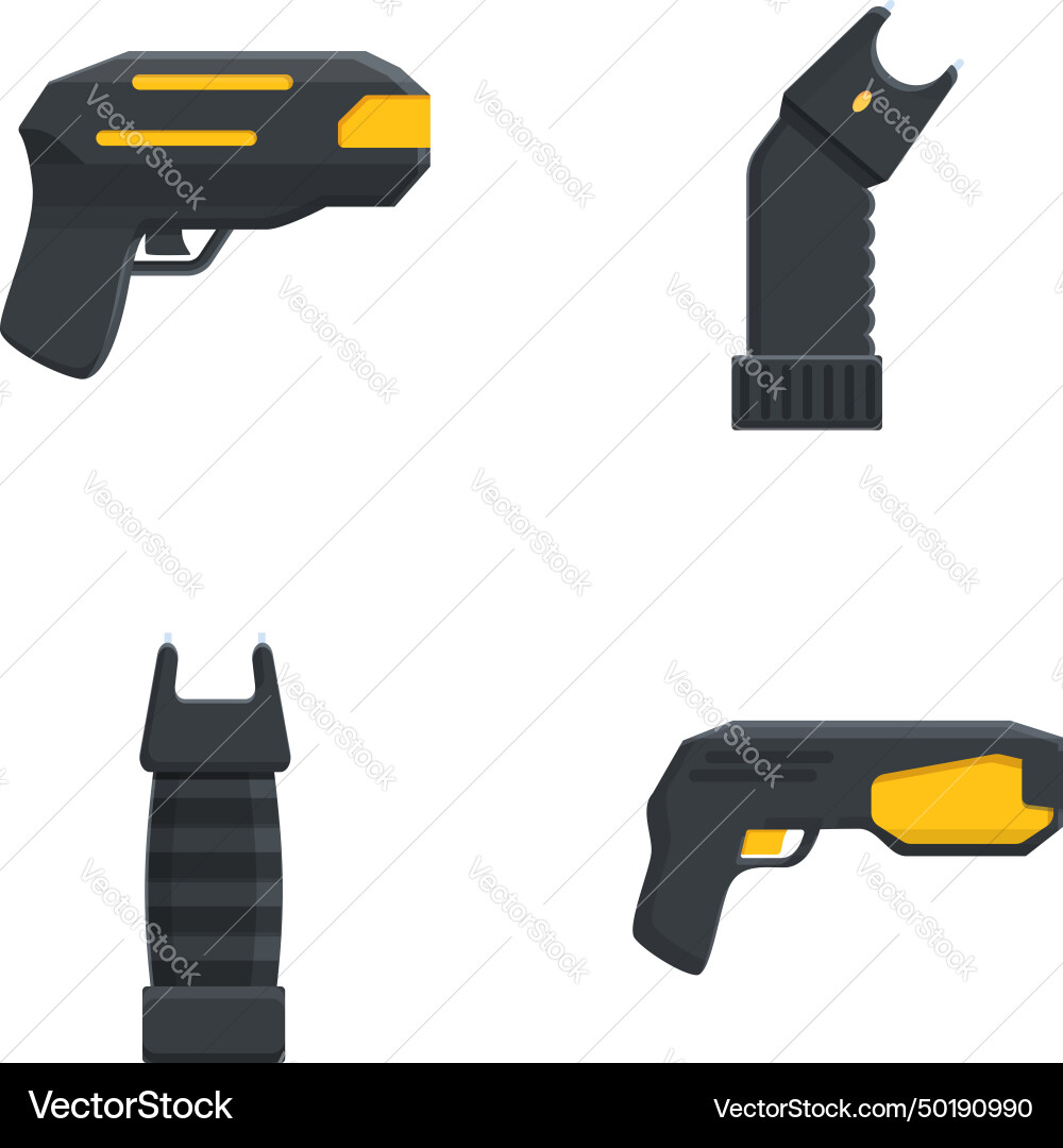 Electric shocker icons set cartoon Royalty Free Vector Image