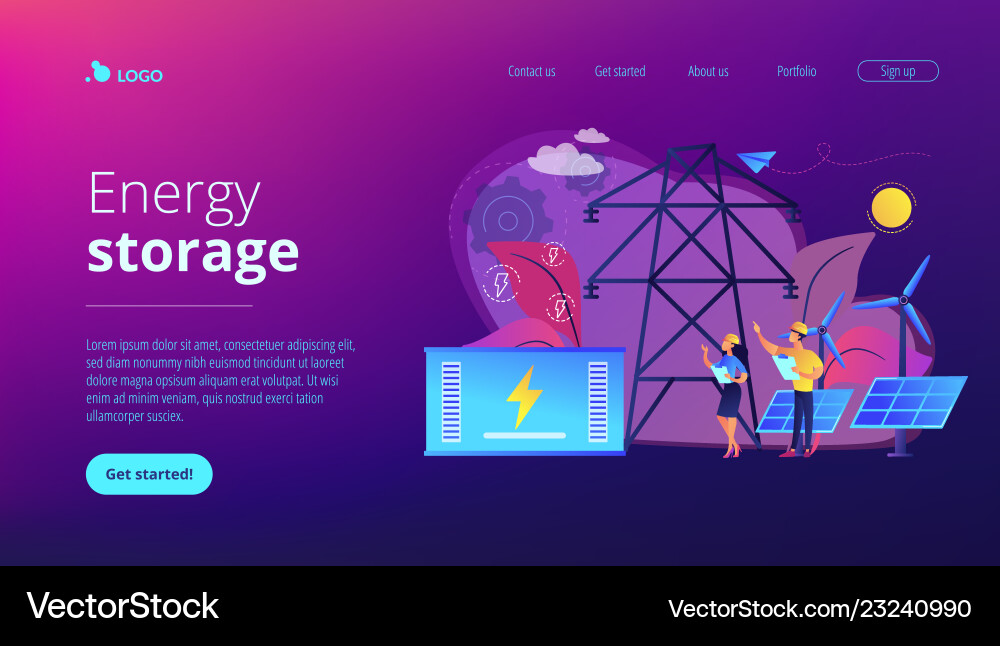 Energy storage concept landing page Royalty Free Vector