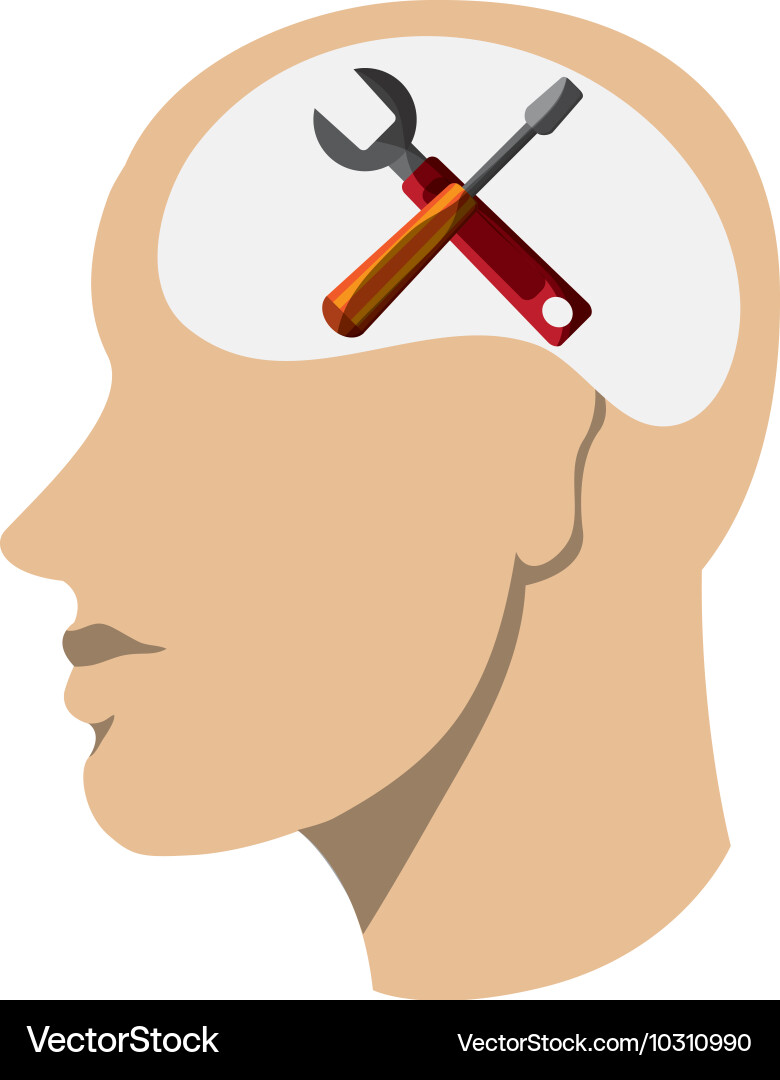 Head with screwdriver and wrench icon Royalty Free Vector