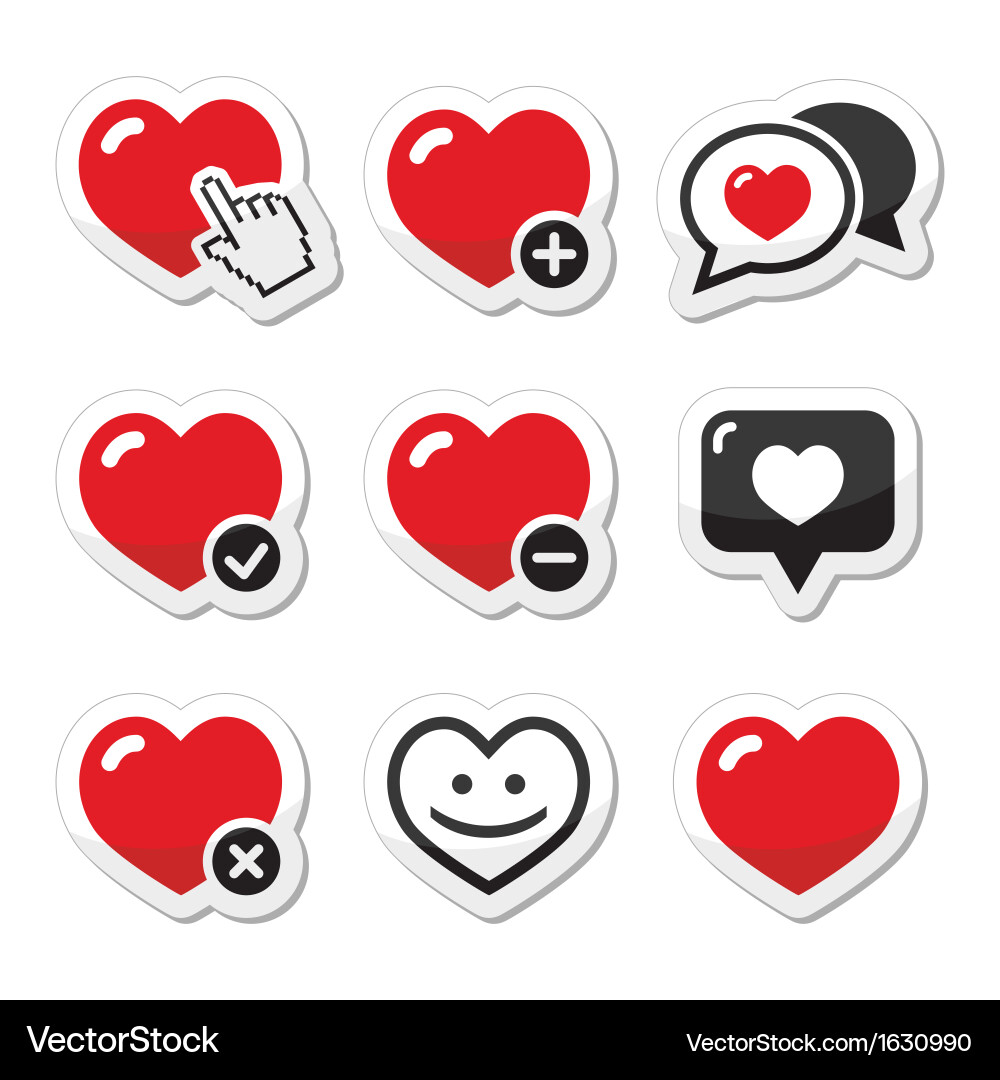 Heart love icons set Royalty Free Vector Image
