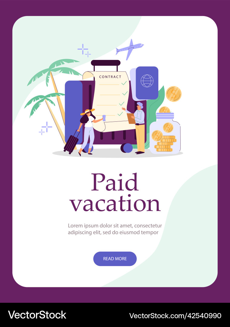 Paid vacation for office employees web banner Vector Image
