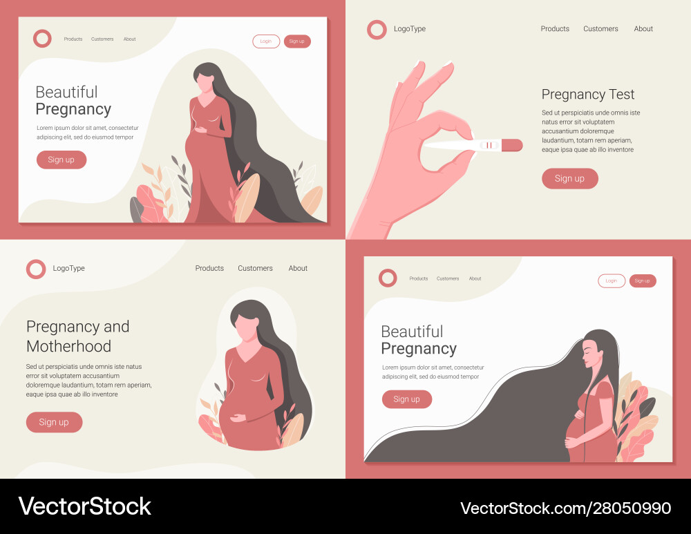 Pregnancy and maternity landing page set Vector Image