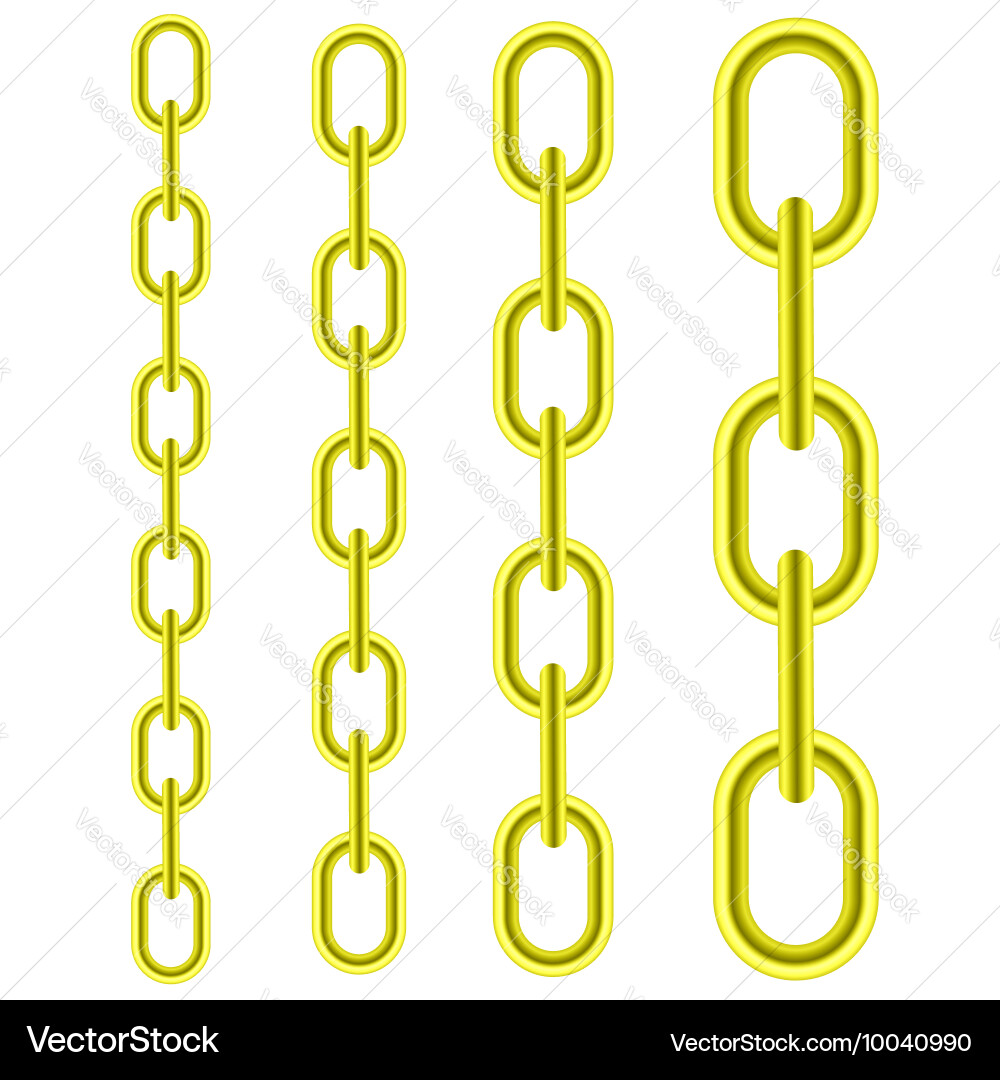 Set of different yellow metal chains Royalty Free Vector