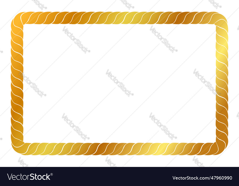 Simple rectangle frame from golden rope Royalty Free Vector