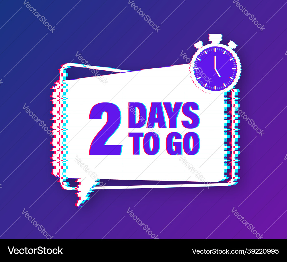 2 days to go glitch style icon Royalty Free Vector Image