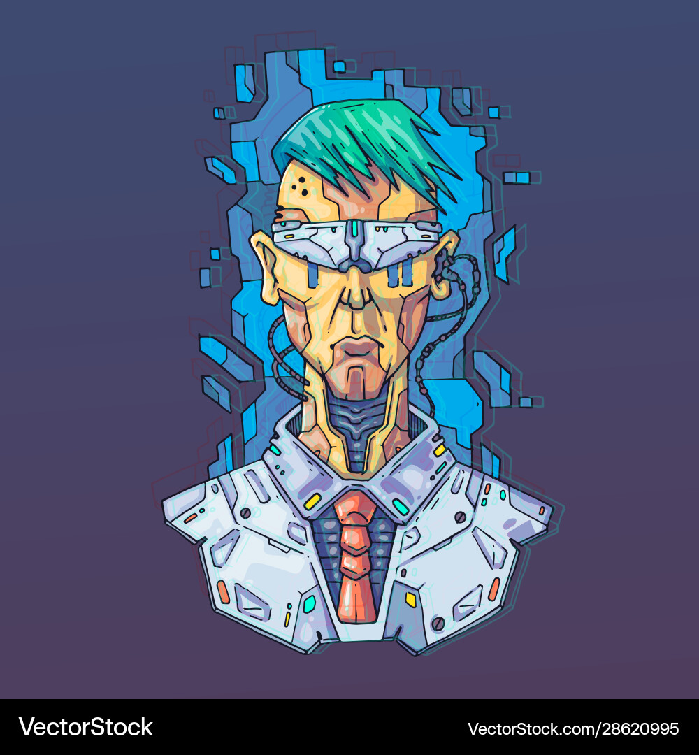 Character face in futuristic virtual style cyber Vector Image